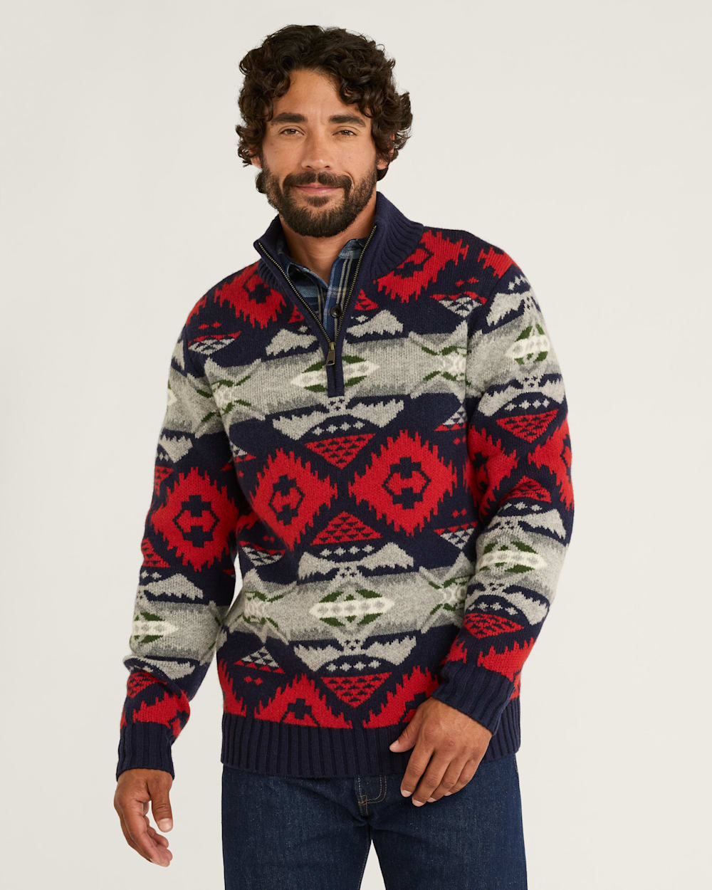Pendleton Men’s Nehalem Quarter Zip Lambswool Sweater – Drawnwest