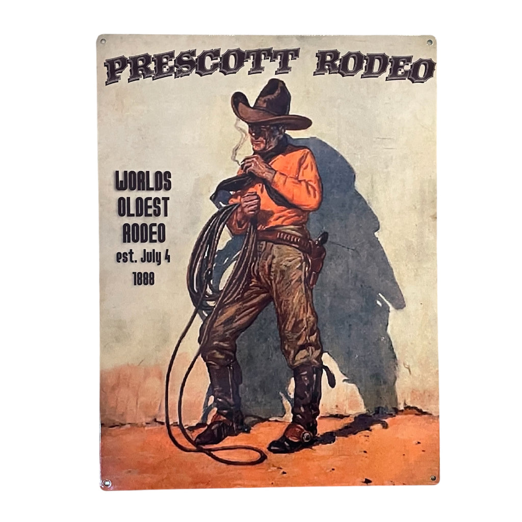 Prescott Rodeo Cowboy on Wall Large Metal Sign – Drawnwest