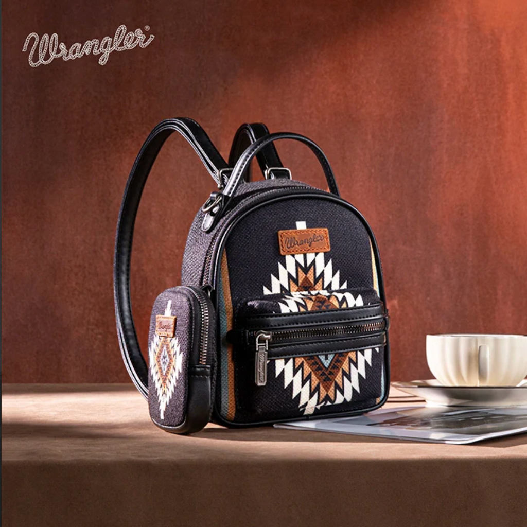 Wrangler Aztec Knitted Backpack - Black – Drawnwest